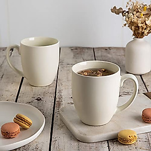 AmorArc 16oz Coffee Mugs Set of 6, Large Ceramic Coffee Mugs for Man, Woman, Dad, Mom, Modern Coffee Mugs with Handle for Tea/Latte/Cappuccino/Cocoa. Dishwasher&Microwave Safe, Light Beige