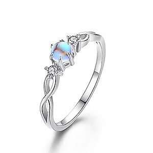 Cuoka Moonstone Ring 925 Sterling Silver Rainbow Moonstone Infinity Ring for Women Promise Rings Moonstone Jewellery for Engagement Anniversary Wedding Rings (Moonstone, 7)