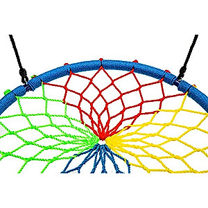walsport 40” Spider Web Tree Swing Outdoor Saucer Tree Swing 330lb Weight Capacity Outdoor Swing for Kids Adults Extra Safe and Durable Easy to Install Red&Yellow&Blue&Green