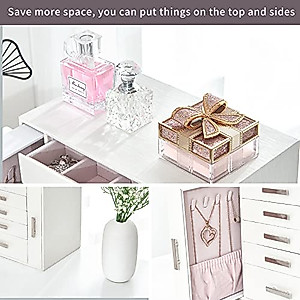ANWBROAD Jewelry Boxes for Women White Jewelry Organizer Box Roomy for All Jewelry Jewelry Storage Case for Necklace Earring Bracelet Ring Leather Jewelry Storage Box Gifts for Women UJJB007W