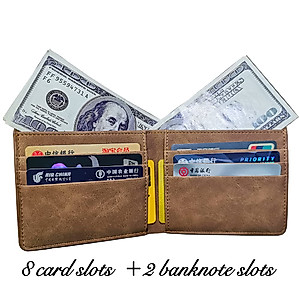 ICE PRINCE Mens Wallet Can Be Customized With Customer Photo And Text Custom Bi-Fold Soft Wallet (light brown)