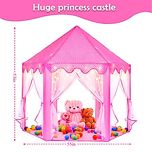 Princess Tent Toys Gift Girls Large Castle Playhouse with 16.5 Feet 40 Star Lights for Toddlers Kids Children Indoor Outdoor Games - ASTM/CPC Certified