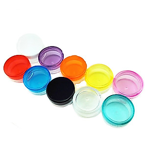 yueton?10 Empty Clear Boday Multi Color Top Lid Plastic Sample Containers 5 Gram Size Cosmetic Containers Pot Jars Eyshadow Container Lot