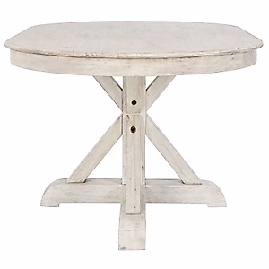 Kosas Home Gerald 63" Oval Solid Pine Wood Dining Table in Sunbleached Ivory