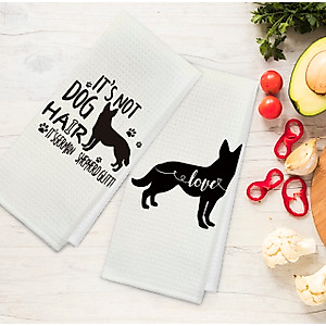 It's Not Dog Hair It's German Shepherd Glitter Absorbent Kitchen Towels And Dishcloths 16×24 Inches Set Of 2,Dog Silhouette Hand Towel Dish Towel Tea Towel For Kitchen Bathroom Decor,Dog Lovers Gifts