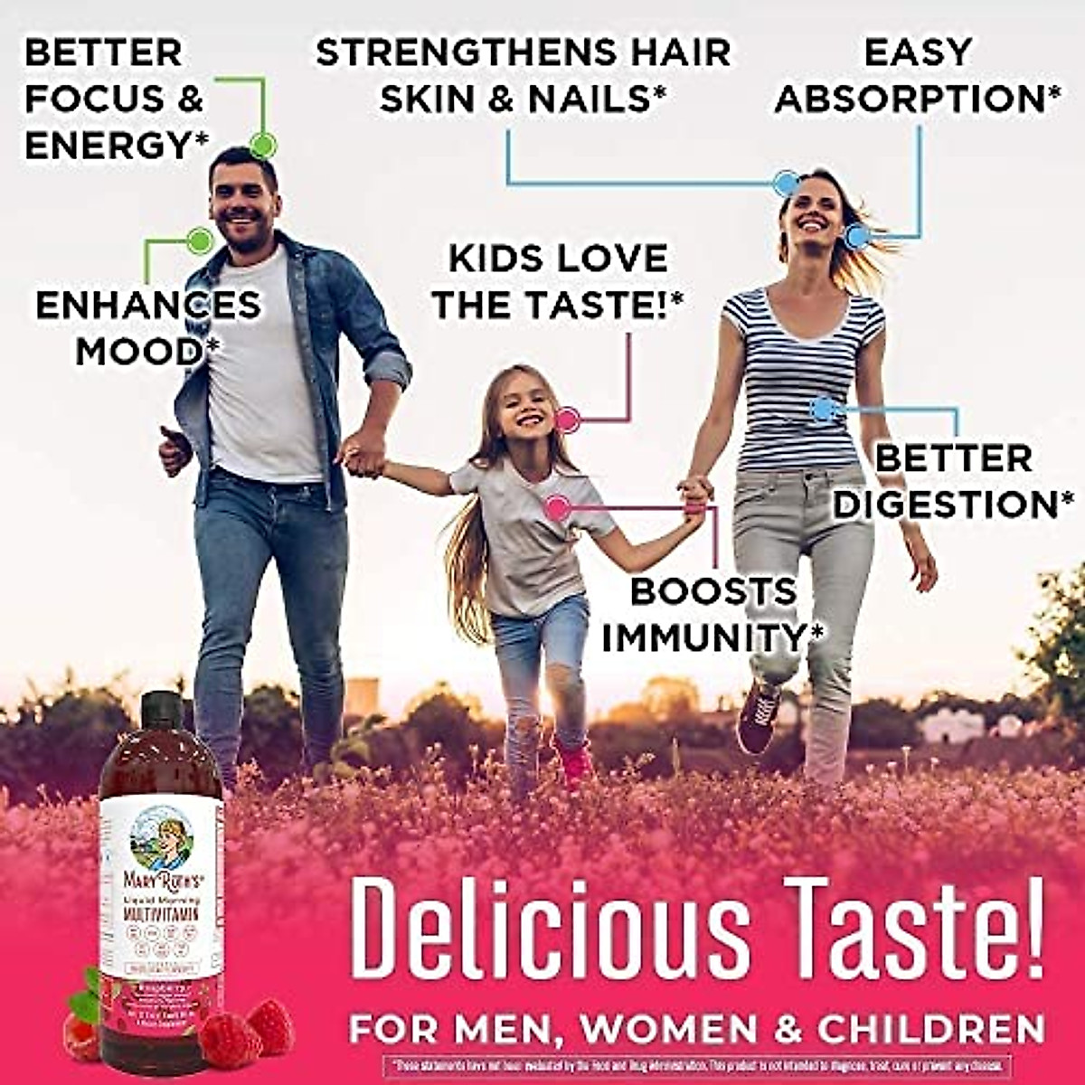 Liquid Multivitamin Raspberry & Liquid Probiotic 4oz Bundle by MaryRuth’s | Vegan Vitamin A, B, C, D3, E & Amino Acids | Immune, Digestion, Focus & Energy Support | Gut Health Supplement.