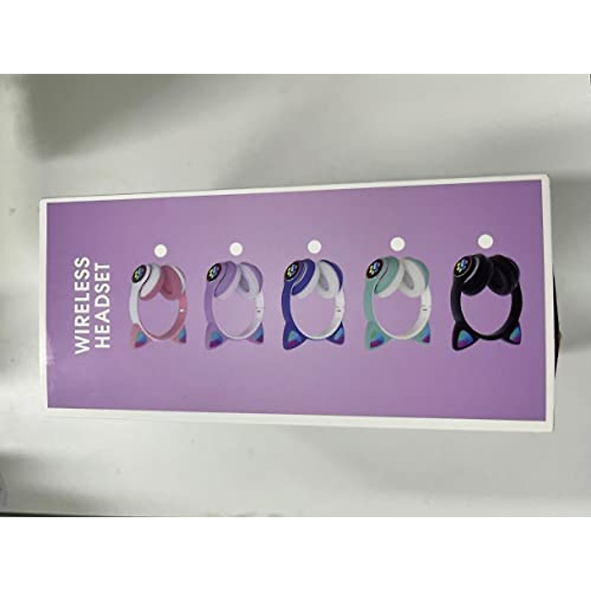 AXFEE Kids Headphones, Cat Ear Kids Bluetooth Headphones, LED Light Up Over Ear Kids Wireless Headphones with HD Stereo Sound 105dB Volume Limited, Foldable Over-Ear Headphone for PC/Pad/School-Purple