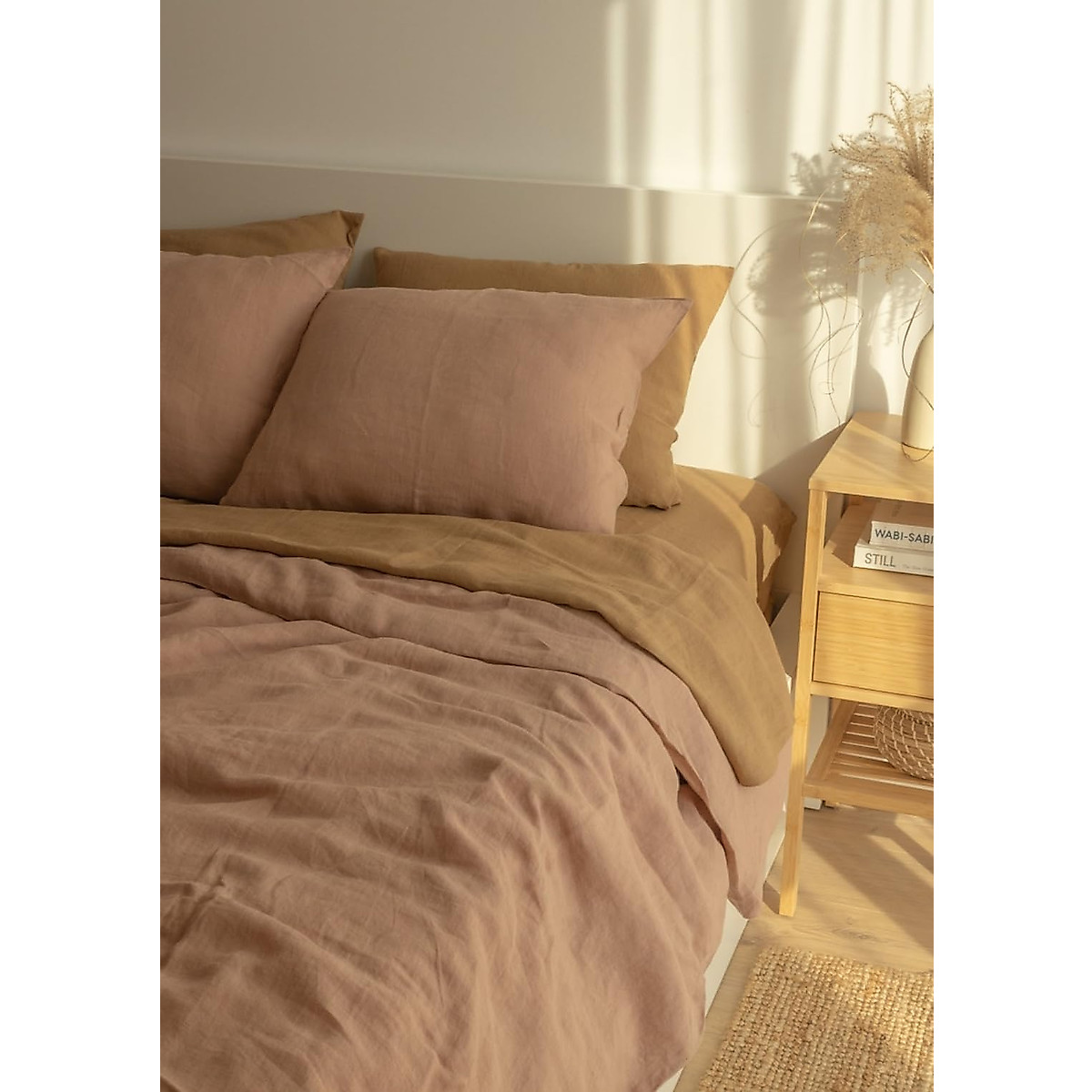 Organic Linen Comforter Cover, Linen Duvet Cover in Dusty Rose, Linen Bedding with Custom Size, 3 Pcs Duvet Cover Set (Queen)