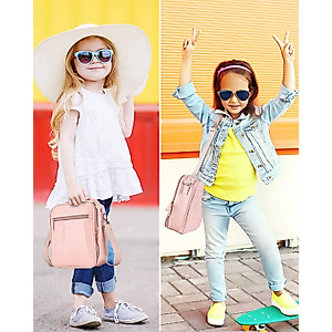 Waterproof Lunch Box for Girls Cute Kids Lunchbox Shiny Pink Lunch Bags with Shoulder Strap and Pocket for Teen Girls Insulated Lunch Cooler Bag for School Outdoor Travel