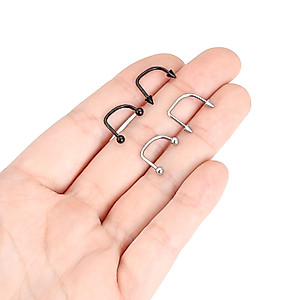 Oyaface 4 PCS 16G(1.2mm) Lip Ring Stainless Steel Monroe Labret Lippy Loop U Shape Rings Piercing Jewelry Black Silver 10mm