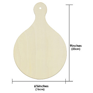 Linkidea 12 Pack Mini Wooden Cutting Board Craft with Handle Bulk Pack, Wholesale Multi-Pack Kitchen Board Cooking Butcher Block, DIY Home Cooking Vegetables Decor (Round, 9" x 6¼")