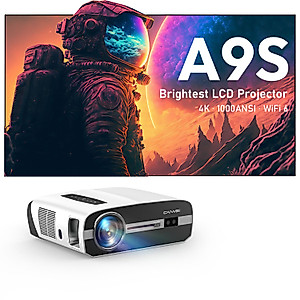 1000ANSI/13000Lm Outdoor Projector in Daylight,4K Smart Projector Apps Steaming Video, Ultra HD Home Theater Movie Projector 5G WiFi Bluetooth for iPhone Laptop,Android 9.0,2+16G Memory,LAN,HDMI USB