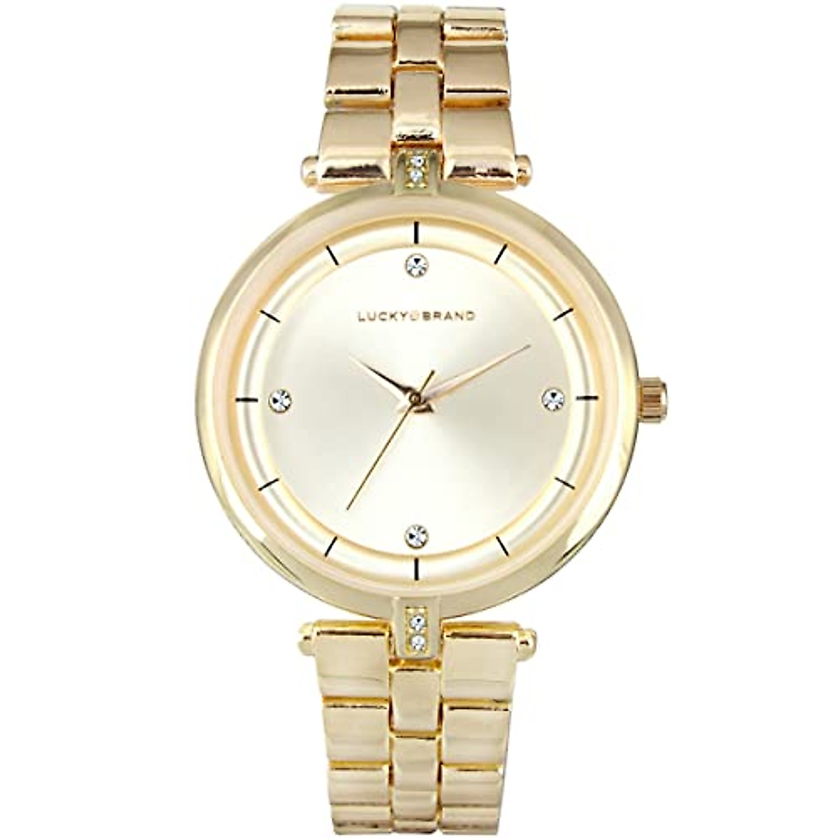 Lucky Brand Watches for Women Fashion Stainless Steel Crystal-Accented Minimalist Quartz Movement Women's Wrist Watches Bracelet Gift Box Set (Gold)