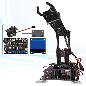 Gitsee 5-DOF 5Axis Robotic Arm Kit, Robot Arm Building Kit Compatible with Arduino IDE, Programmable DIY Coding STEM Robot Arm Kit with OLED Display Processing Code and Online Tutorials