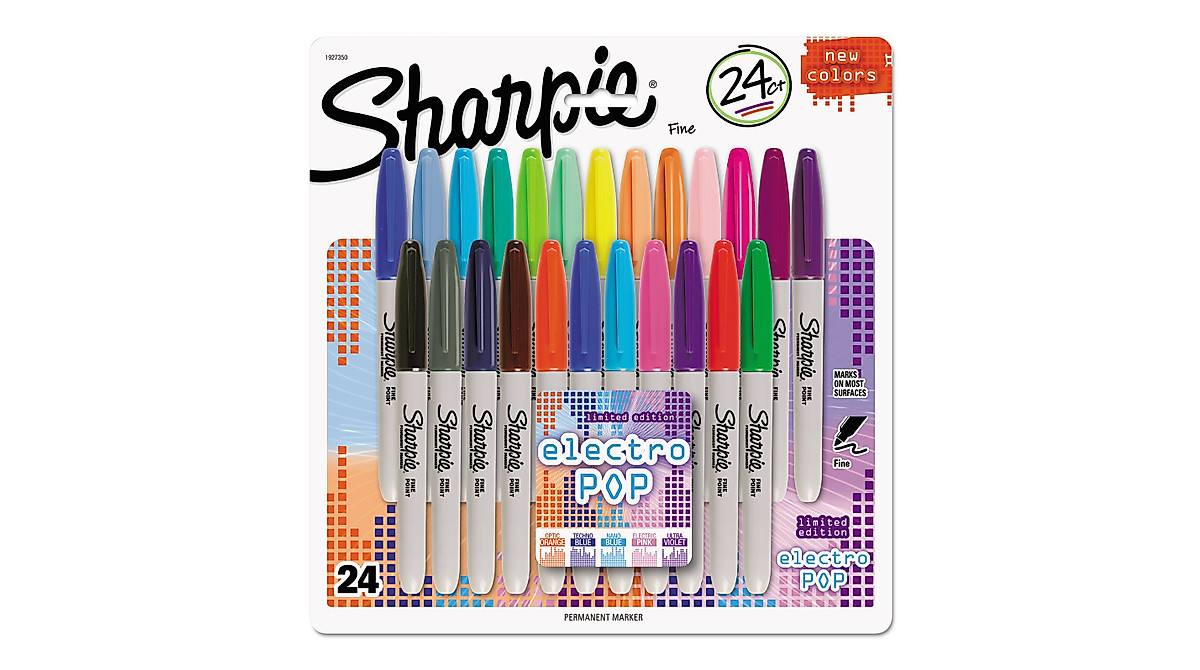 Sharpie Electro Pop Permanent Markers - Vibrant & Waterproof, 24 Pack