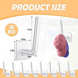 10 Pcs Hat Hooks for Baseball Caps Adhesive Hat Rack for Wall Hat Organizer Cap Hanger Holder Storage No Drilling for Door Office Closet Wall Bedroom