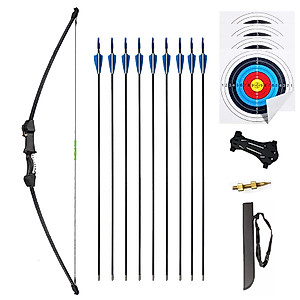 Mxessua 45" Bow and Arrows Set for Teens Recurve Archery Beginner Gift Longbow Kit 9 Arrows, 4 Target Face for Backyard Game