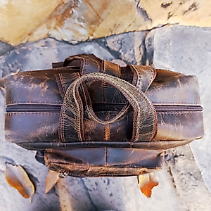 Buffalo Leather Backpack Multi Pockets Daypack Travel Laptop Bag for Men Women