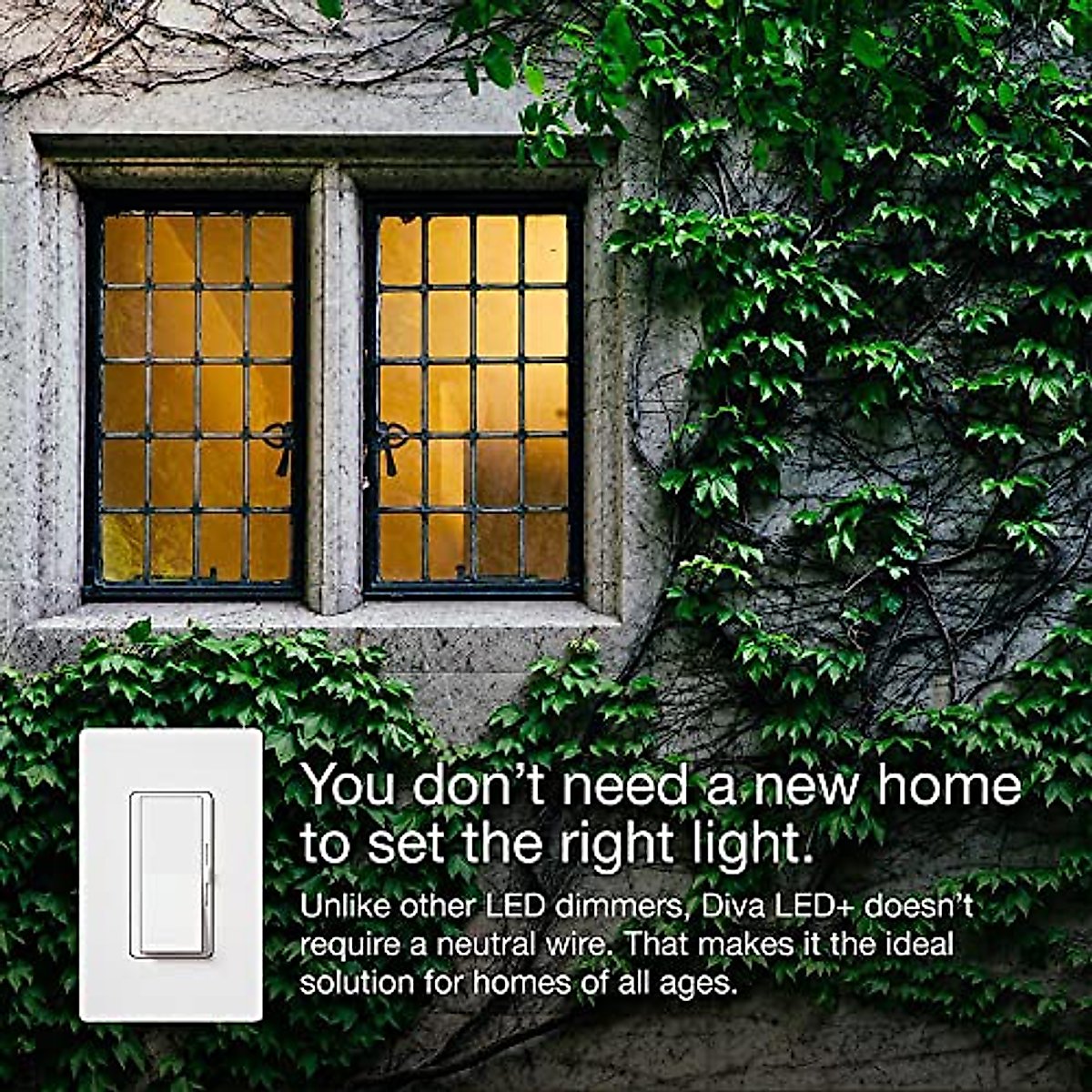 Lutron Diva LED+ Dimmer Switch for Dimmable LED, Halogen and Incandescent Bulbs, 150W/Single-Pole or 3-Way, DVSCCL-153P-PD, Palladium