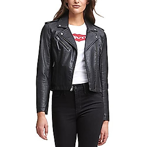 Levi's Women's Faux Leather Classic Asymmetrical Motorcycle Jacket, BLACK, XS