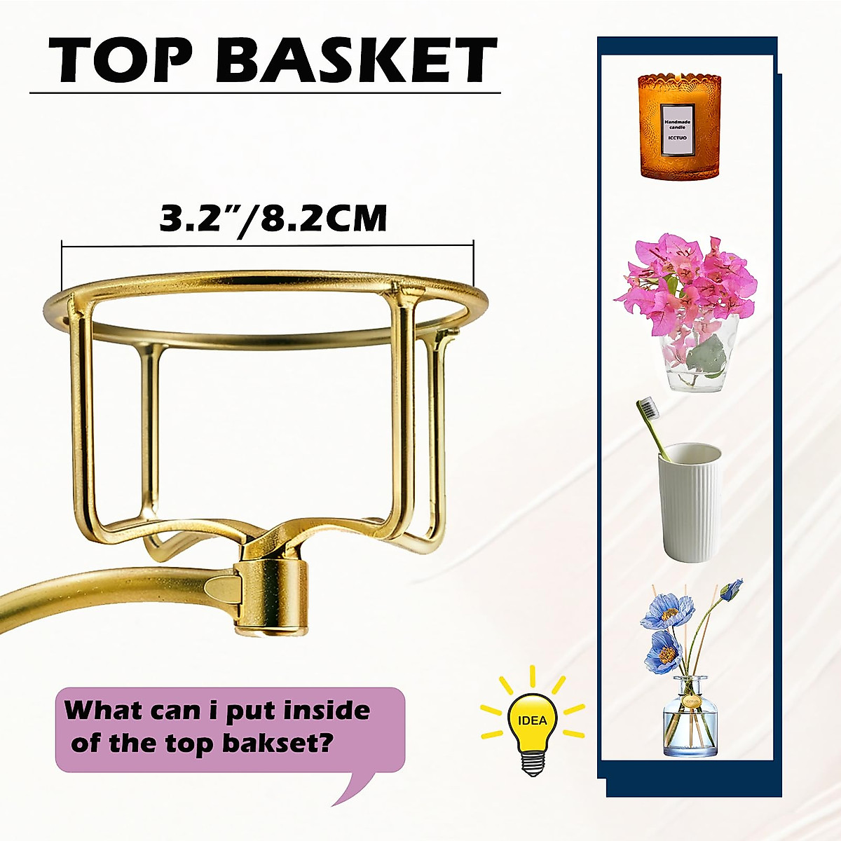 Hand Towel Holder for Bathroom Wall, Elegent Towel Hook with Candle Holder, Gold Towel Ring, Towel Rack Wall Mounted Hanger for Bathroom, Kitchen, Entryway, Drill Holes