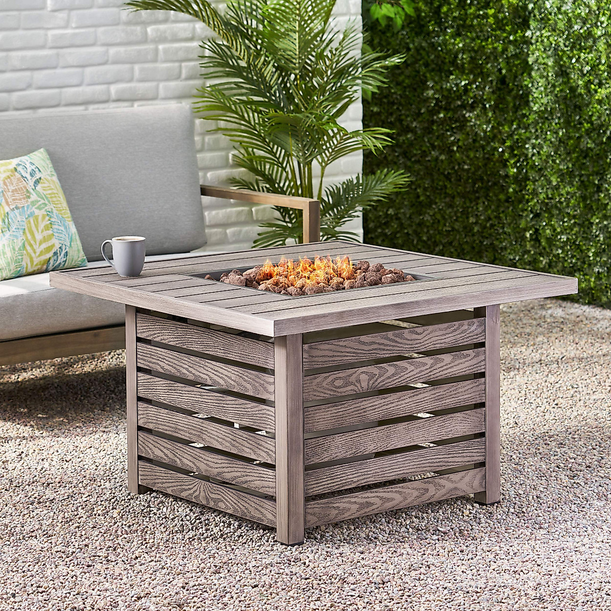 Christopher Knight Home Elberton Outdoor FIRE Pit, Wood Pattern Brown