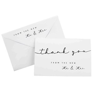 GSM Brands Thank You Cards for Wedding (Mr and Mrs Theme) - 100 Cards with Envelopes