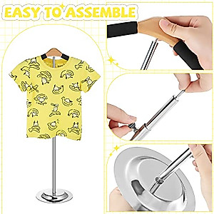 Adjustable Child T Shirt Display Flexible Shoulder Stand Shirt Rack Portable Hanging Black Metal Clothes Hanger Rack for Clothing Garment Coat Retail Vendor, Height 16-27.9 Inch (1 Pcs)