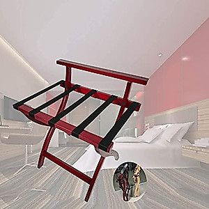 Guest Room Luggage Rack, Folding Suitcase Stand Luggage Rack Suitcase Stand Backrest Foldable Shelf Solid Wood 5 Nylon Bandages Easy to Carry Hotel Multifunction,2 Colours (Color : A, Size : 60x43x67c