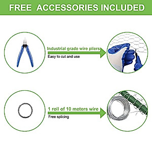 KLEWEE Chicken Wire Fencing Mesh 16.9 Inch x 46 Feet Extra Large Chicken Wire for Crafts Garden, Poultry Wire Netting Hexagonal Galvanized Garden Fence Barrier for Pet Rabbit Chicken Fencing