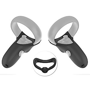 KIWI design Silicone VR Face Cover for Oculus Quest & Touch Controller Grip Cover for Oculus Quest Accessories Protection Cover, Ultra thin, Anti Sweat & Washable