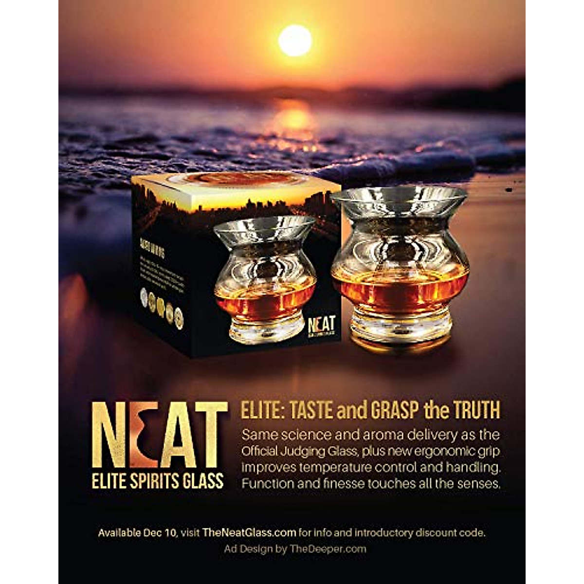 Elite Spirits Glass - by The NEAT Glass - Official Tasting and Judging Glass - by The NEAT Glass - Spirits, Whiskey, Scotch, Brandy or Voda Glass