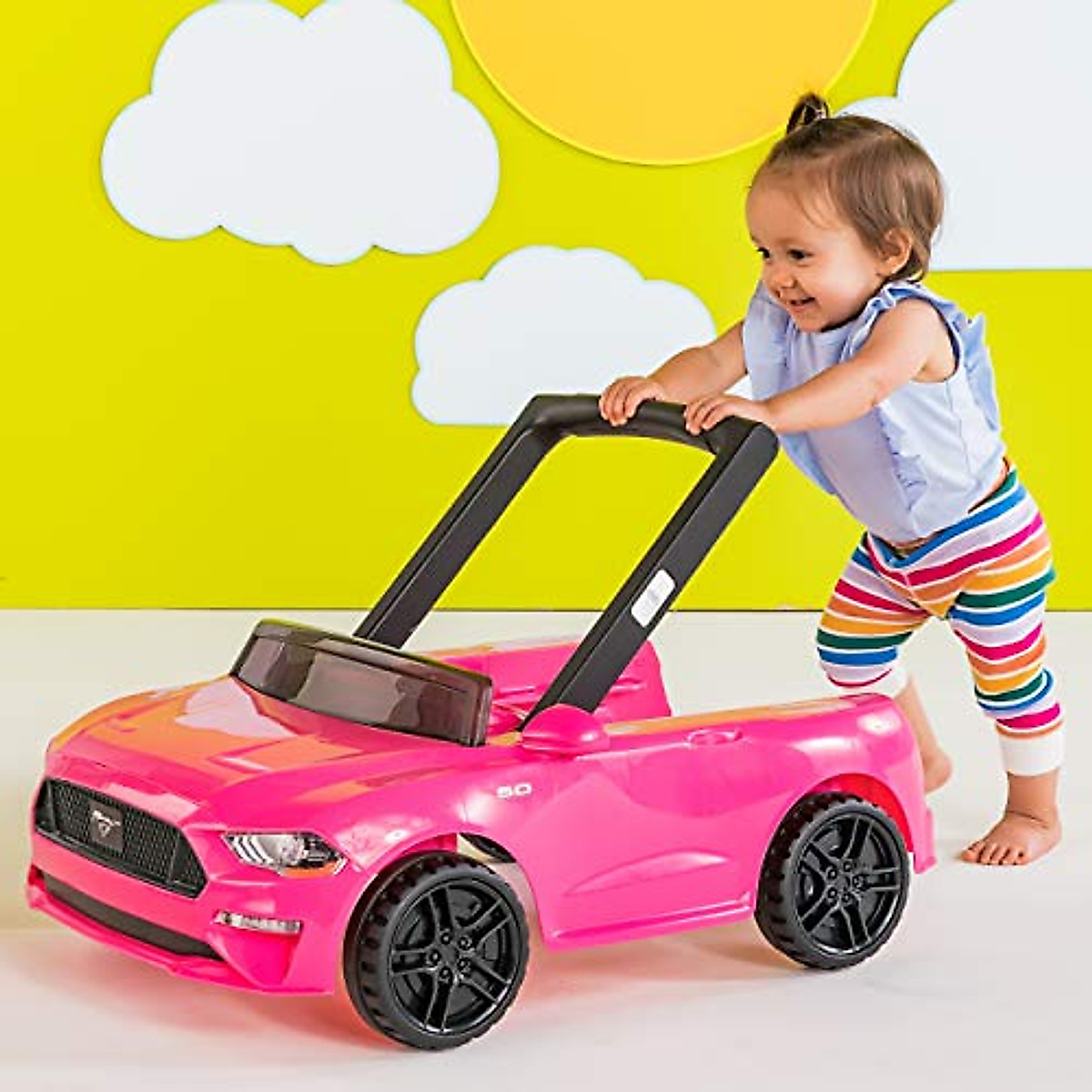 Bright Starts Ford Mustang Ways to Play 4-in-1 Baby Activity Push Walker, Pink, Age 6 months+