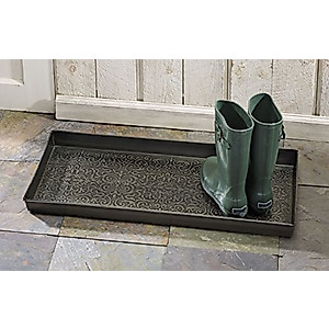 HF by LT Enchanted Scroll Pattern Metal Boot, 30 x 13 inches, Antique Zinc Finish