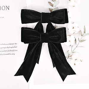 2PCS 5" Velvet Black Hair Bows Girls Hair Clips Ponytail Holder Accessories for Girls Toddlers
