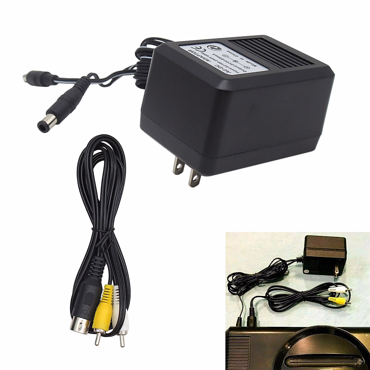 NGHTMRE Model: 1601 AV Cable & AC Power Cord Bundle for SEGA Genesis 1