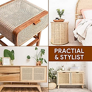 18" Width Rattan Cane Webbing Roll 18 Inch x 5 Feet Hexagon Weave 1/2 Inch Pre-Woven Cane Mesh Net Open Weave Wicker Cane Webbing Rattan Sheets Natural Material for Cabinet Chair (5 Feet)