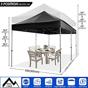 COBIZI 10x20 Heavy Duty Pop up Canopy Tent with 6 sidewalls Easy Up Commercial Outdoor Canopy Wedding Party Tents for Parties All Season Wind & Waterproof Gazebo with Roller Bag,Black(Frame Thickened)
