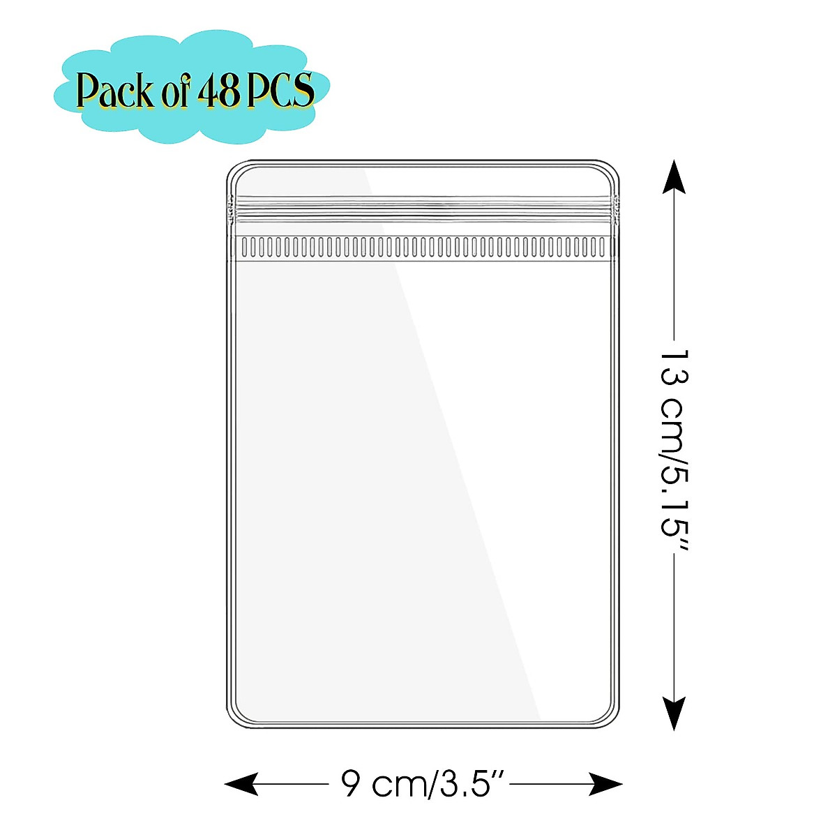 LingLingo Jewelry Pouch Clear Self Seal Plastic Zipper Bags for Necklace Bracelet Packing Storage Transparent PVC Lock Pouches, Pack of 48