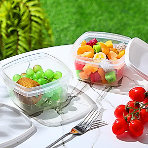 Blushtier 50 Pcs 24 oz Deli Containers with Lids Stackable Clear Square Food Storage Containers Freezer Containers Take Away Food Containers for Food Storage Leakproof Take out