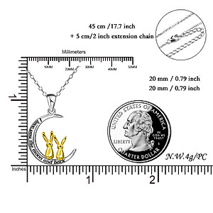 Distance I Love You to The Moon and Back Necklace for Women,925 Sterling Silver Easter Bunny Rabbit Necklace Jewelry Gifts for Women Mom Daughter Wife