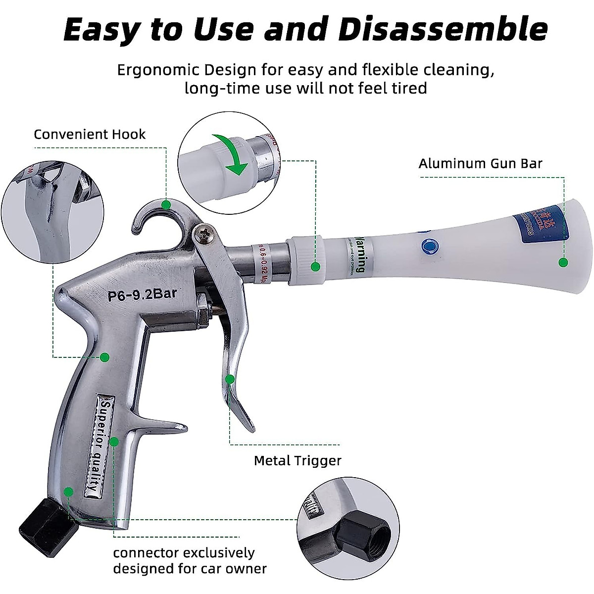 GOCCIDA Car Cleaning Gun High Pressure Car Cleaning Tool Air Blow Gun Car Detailing Kit Interior Cleaner Air Duster Blower Gun Pneumatic Air Compressor Auto Detailing Tool for Car Upholstery