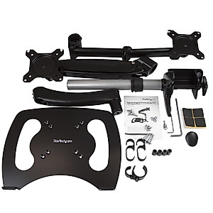 StarTech.com Laptop Monitor Stand - Computer Monitor Stand - Full Motion Articulating - VESA Mount Monitor Desk Mount (ARMUNONB)
