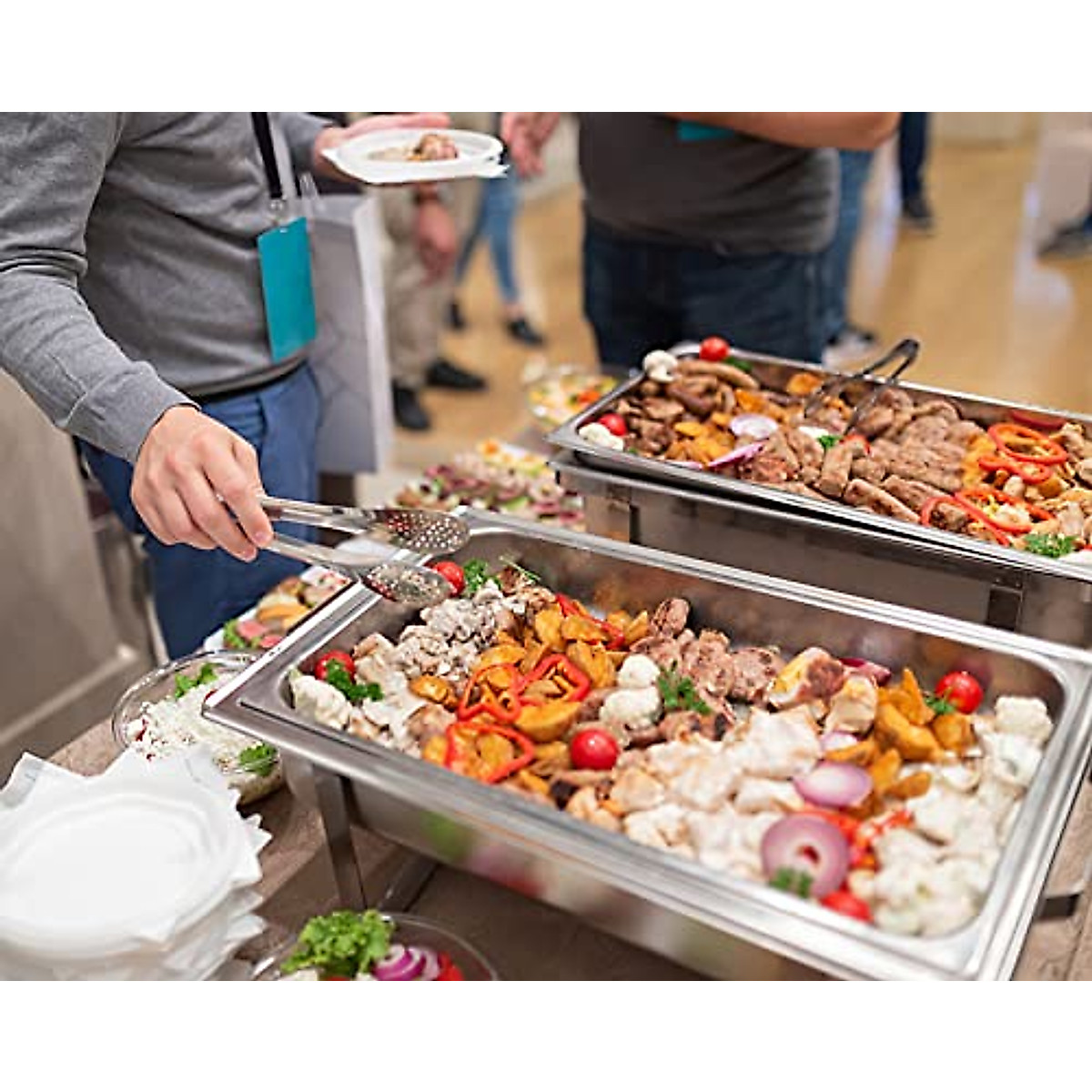 Naviocean Chafing Dish Buffet Set Chafers and Buffet Food Warmers for Parties 8 QT Chafing Servers Dish Stainless Steel Food Catering Chafers for Catering Event Buffet Banquet (2 Packs)