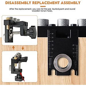Hizmivos 3-in-1 Dowel Jig Kit,8/15mm Drill Template Dowel Hole Guide for Woodworking Straight Holes,Adjustable Doweling Jig Kit Tool with Positioning Clip Adjustable Drilling Guide Puncher Locator