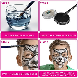 ColorMaster Face and Body Paint (water-based) Black (30gm) Non-Toxic High-Quality Paint for Children and Adults Halloween Makeup, Costumes, Festivals