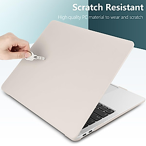 DONGKE Compatible with MacBook Air 13 inch Case 2021 2020 2019 2018 Release Model: M1 A2337 A2179 A1932, Matte Hard Case Cover for MacBook Air 13 inch with Retina Display Fits Touch ID - Stone