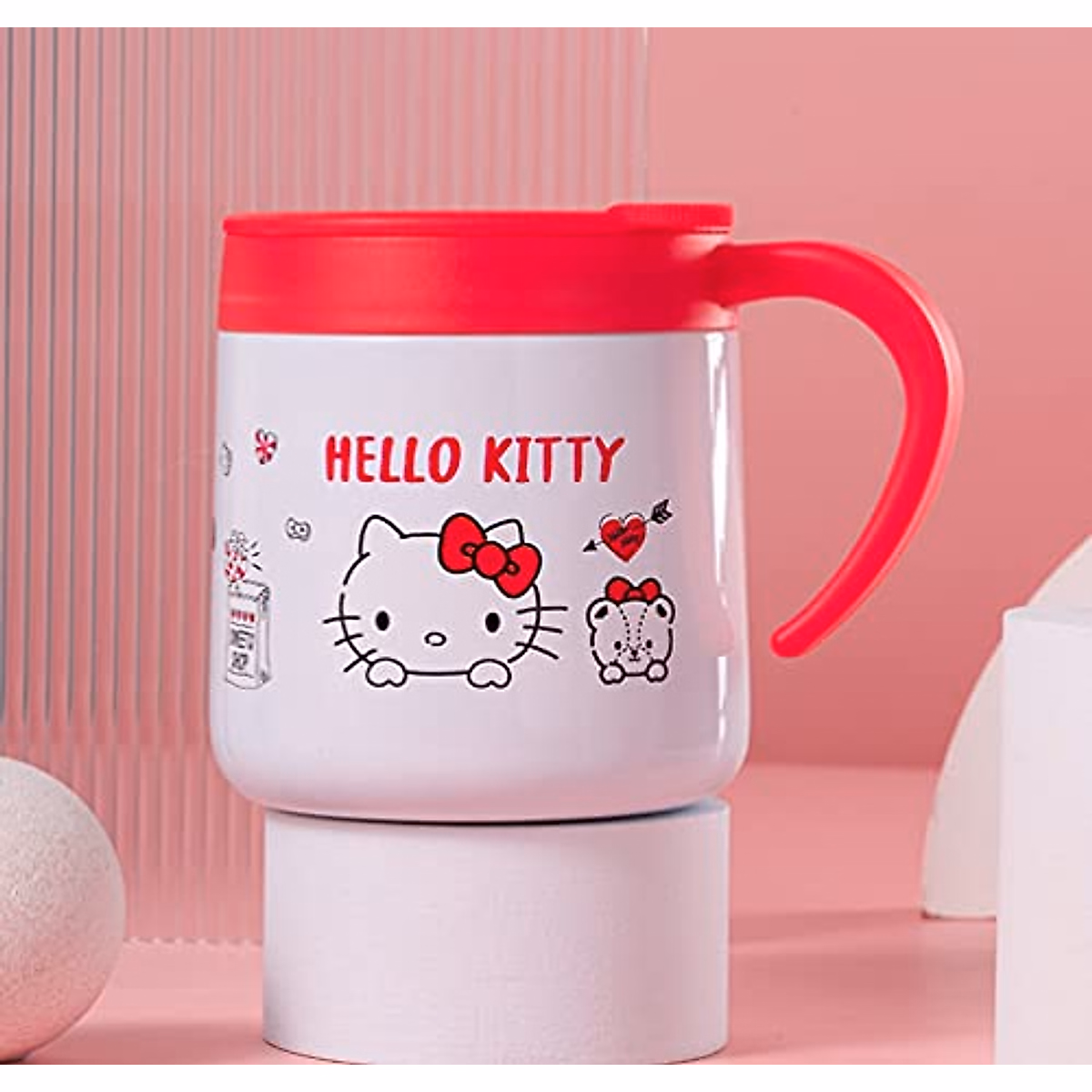 Everyday Delights Hello Kitty Stainless Steel Insulated Cup with Lid, 350ml