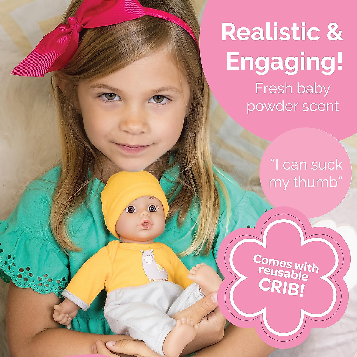 Adora Sweet Baby - 11” Soft & Cuddly Baby Doll, Realistic Features, Gentle Scent, Machine Washable, Lightweight & Easy to Hold | Adorable Playmate (Llama)