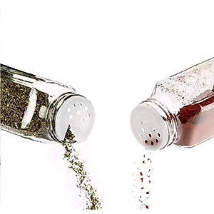 Tebery 30 Pack Glass Spice Jars Bottles 4oz Empty Square Spice Containers with Silver Metal Lids Complete Organizer Set Includes Shaker Tops, Wide Funnel and Labels